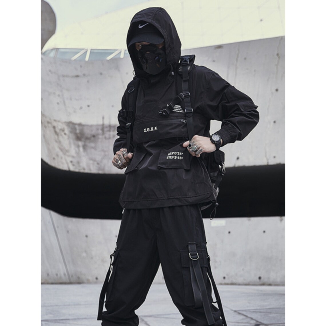 Men's Jacket Techwear High Street Streetwear Black Hoodie - Etsy