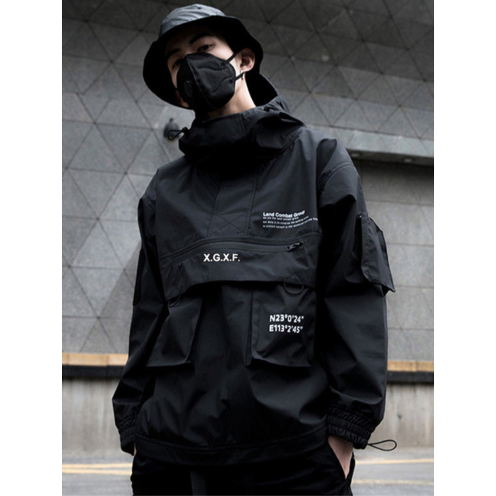 Men's Jacket Techwear High Street Streetwear Black Hoodie - Etsy