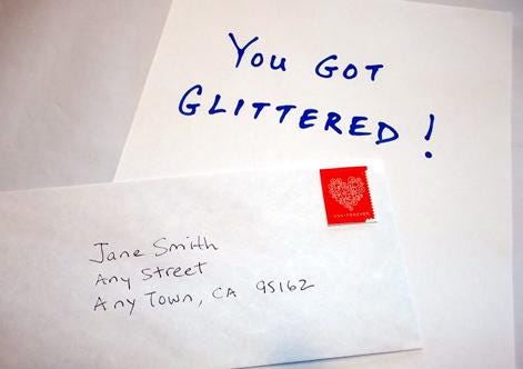 Handwritten Letter With Glitter Sent Anonymously - Send Message ...