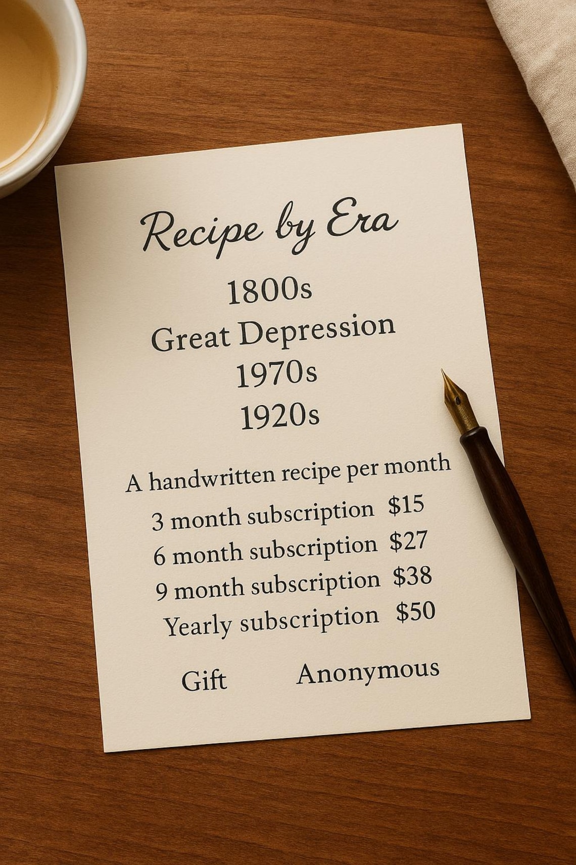Handwritten Recipe Subscription | Vintage Recipes From the 1800s, Great ...