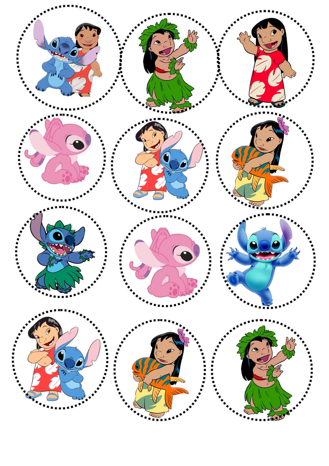 Stitch Toppers Lilo Cupcake Toppers Cake Toppers Edible Cupcake Toppers ...
