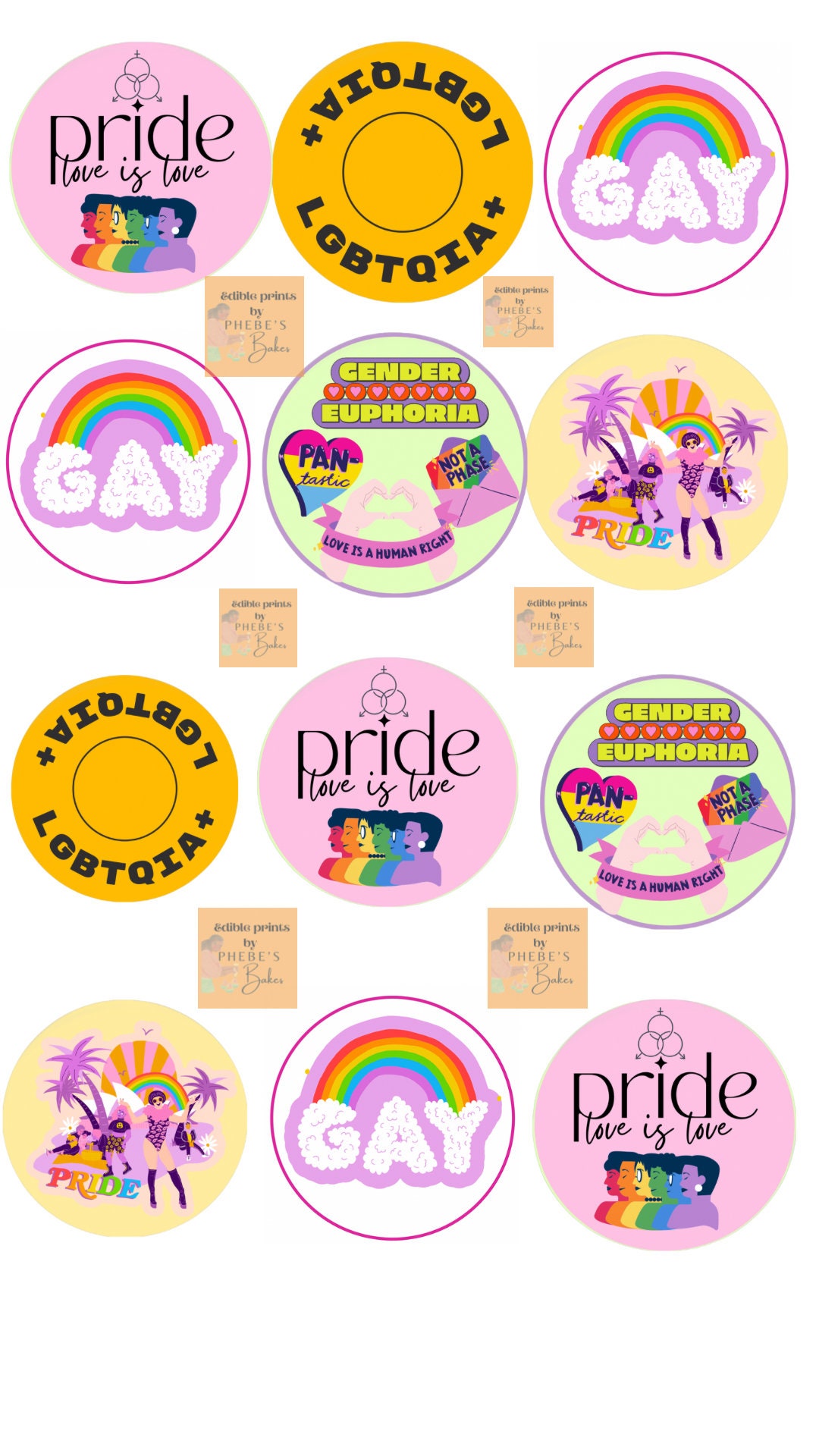 Pride Cupcake Toppers Edible Cupcakes CUPCAKE TOPPERS Gay Pride They ...