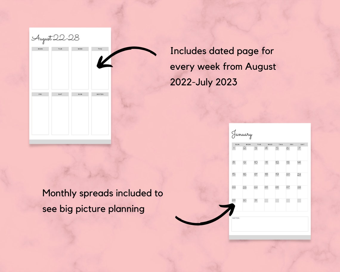 Personalized Printable Planner 2022-2023 for Teachers - Etsy