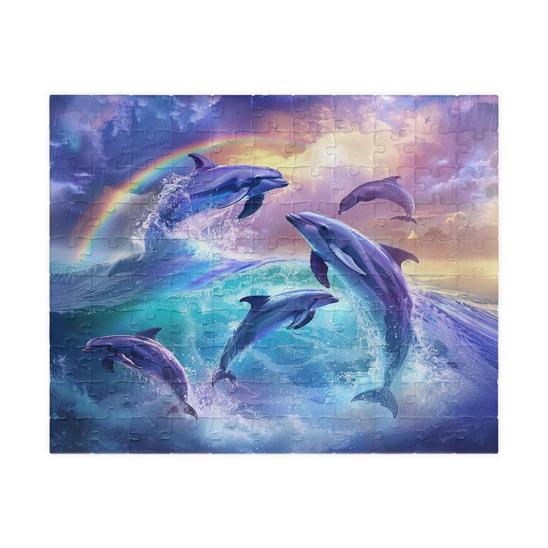 Jumping Dolphins and Rainbow Puzzle (110, 252, 520, 1014-piece) - Etsy