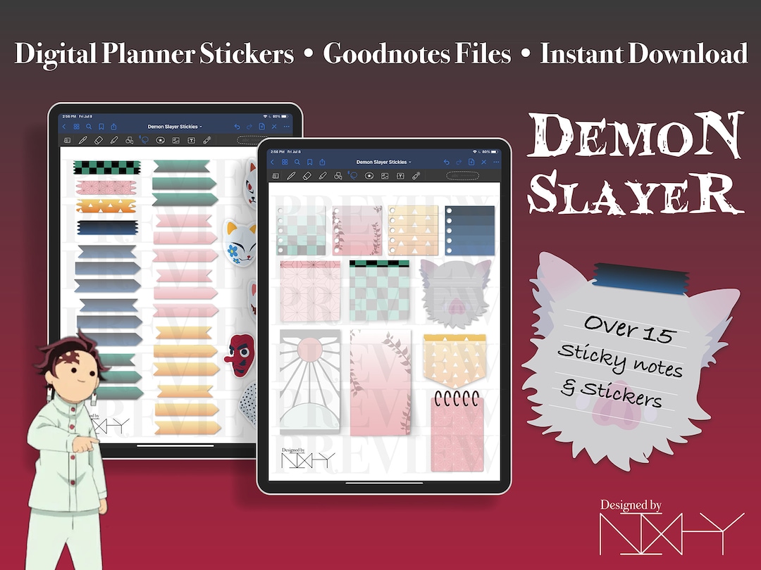 Anime Digital Stickers, Digital Stickers Bundle, Goodnotes Stickers ...