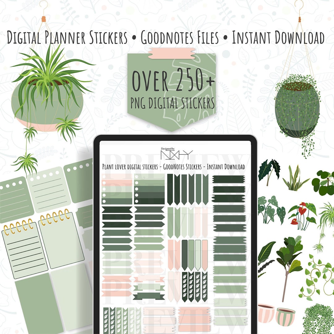 Plant Lover Sticker Set, Plant Lady Digital Journal Stickers, Nature ...