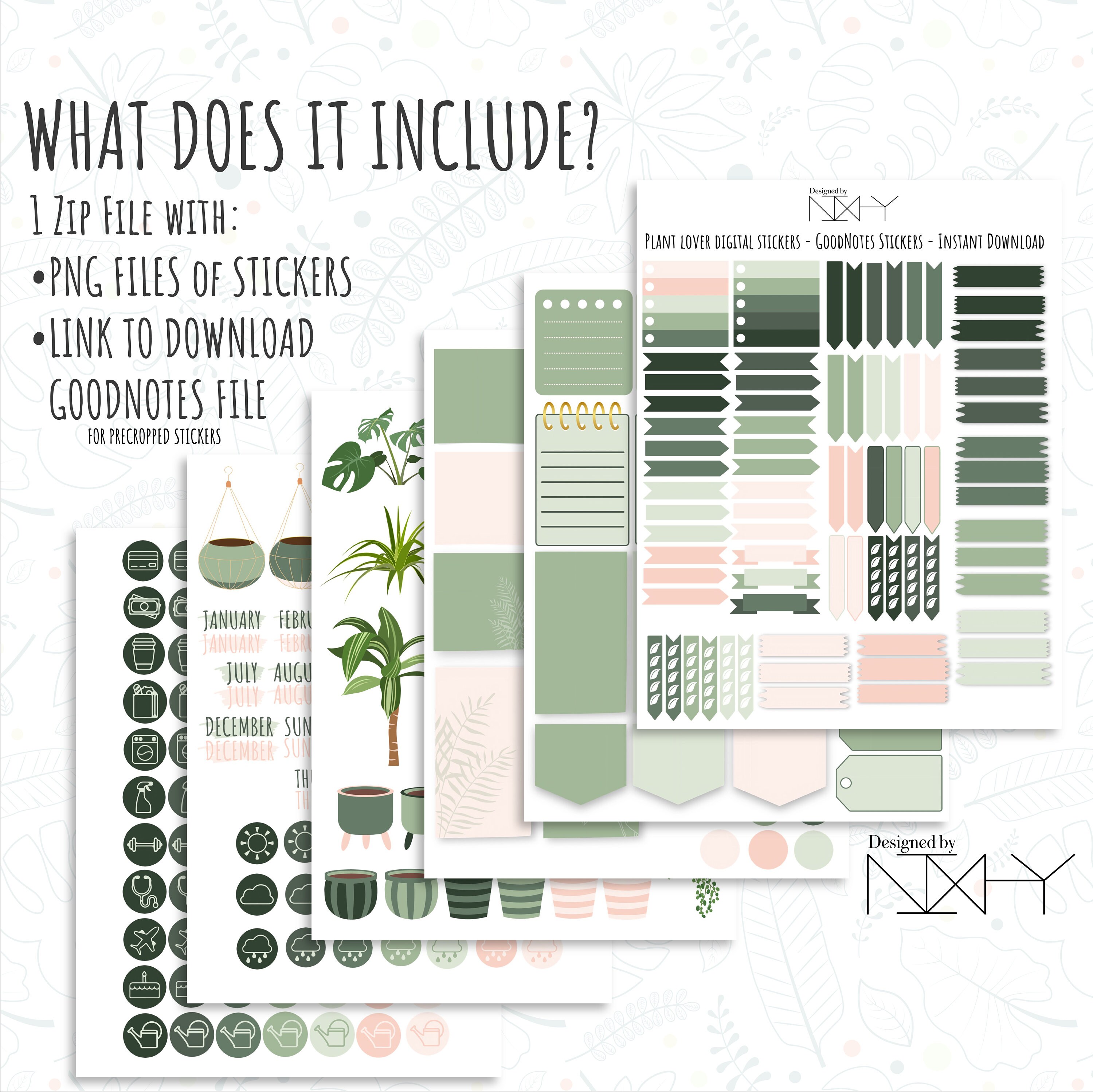 Plant Lover Sticker Set, Plant Lady Digital Journal Stickers, Nature ...