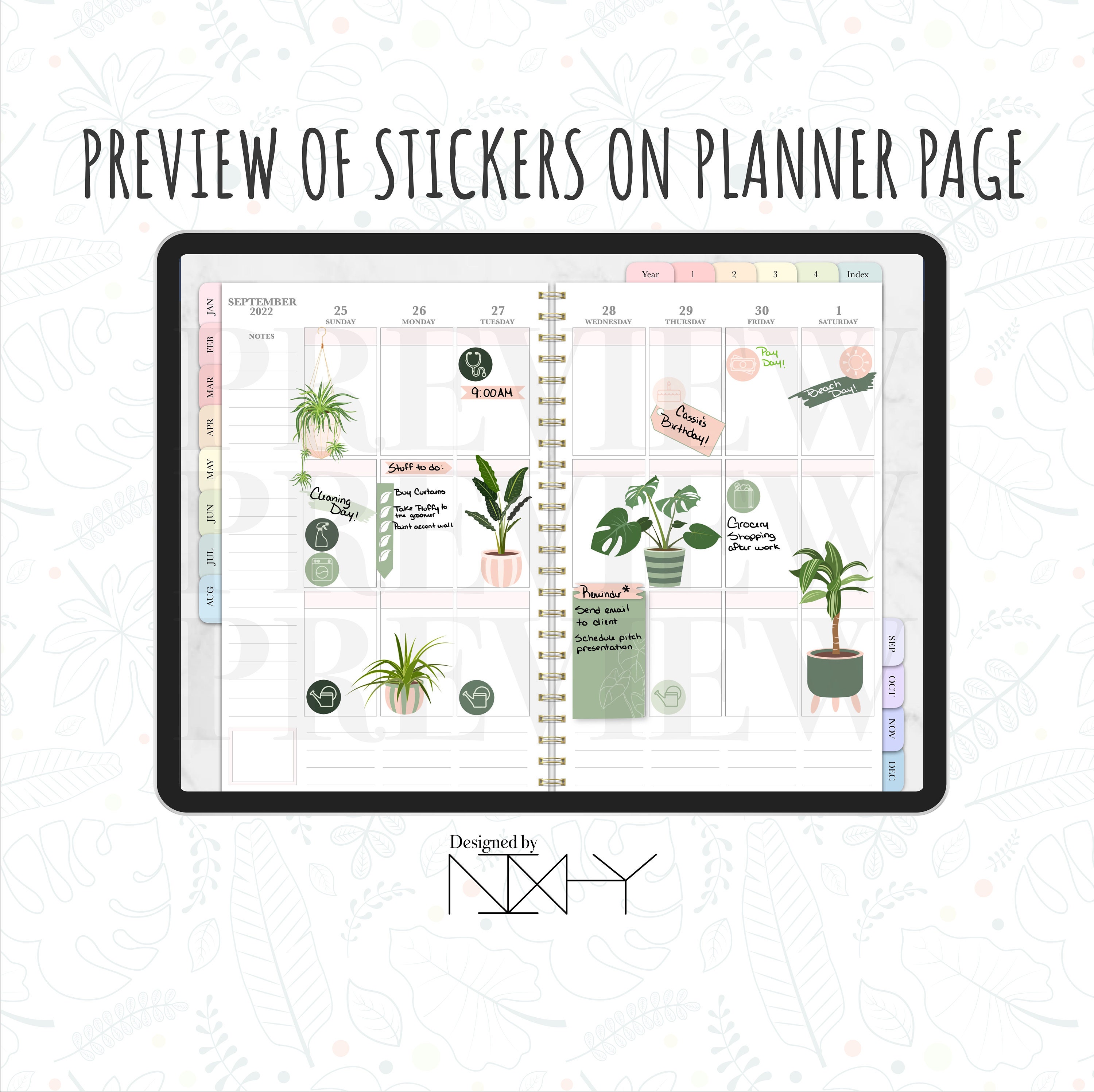 Plant Lover Sticker Set, Plant Lady Digital Journal Stickers, Nature ...