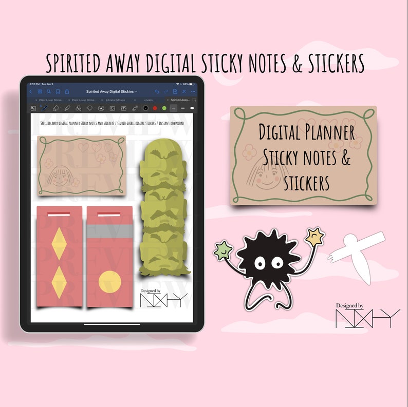 Anime Digital Stickers, Studio Ghibli Digital Planner Stickers, Digital ...