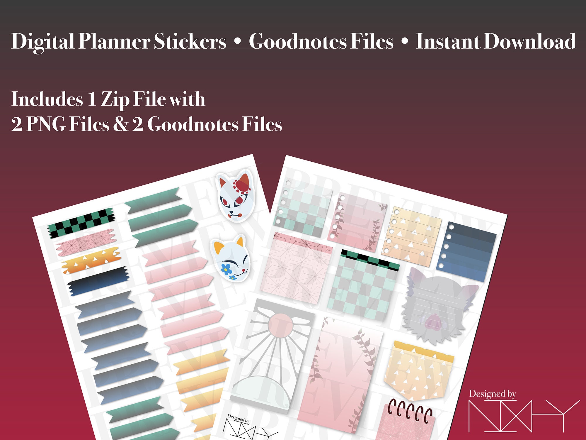 Anime Digital Stickers, Digital Stickers Bundle, Goodnotes Stickers ...