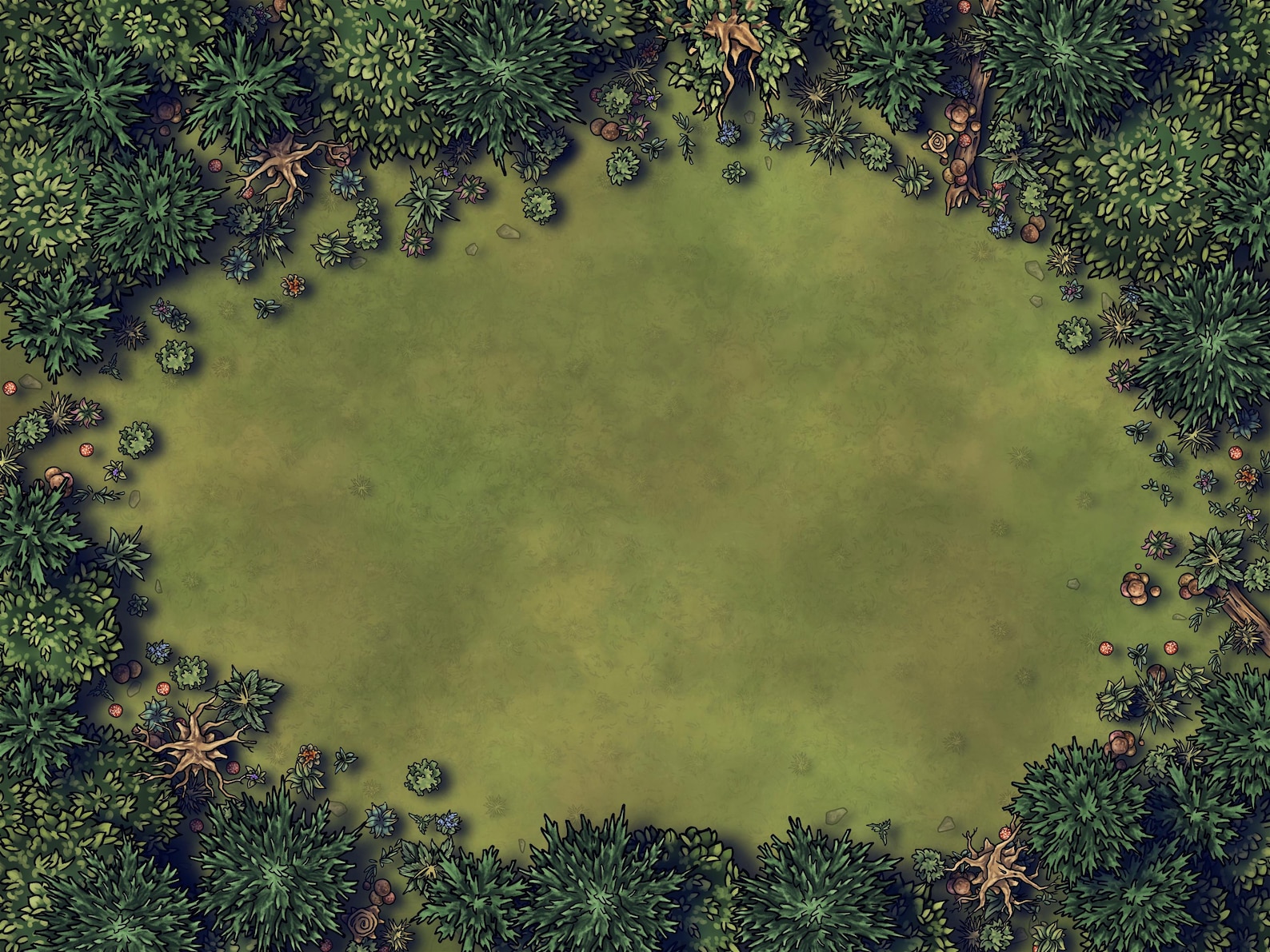 Forest Clearing Battle Map for D&D Night and Day | Printable RPG Map ...