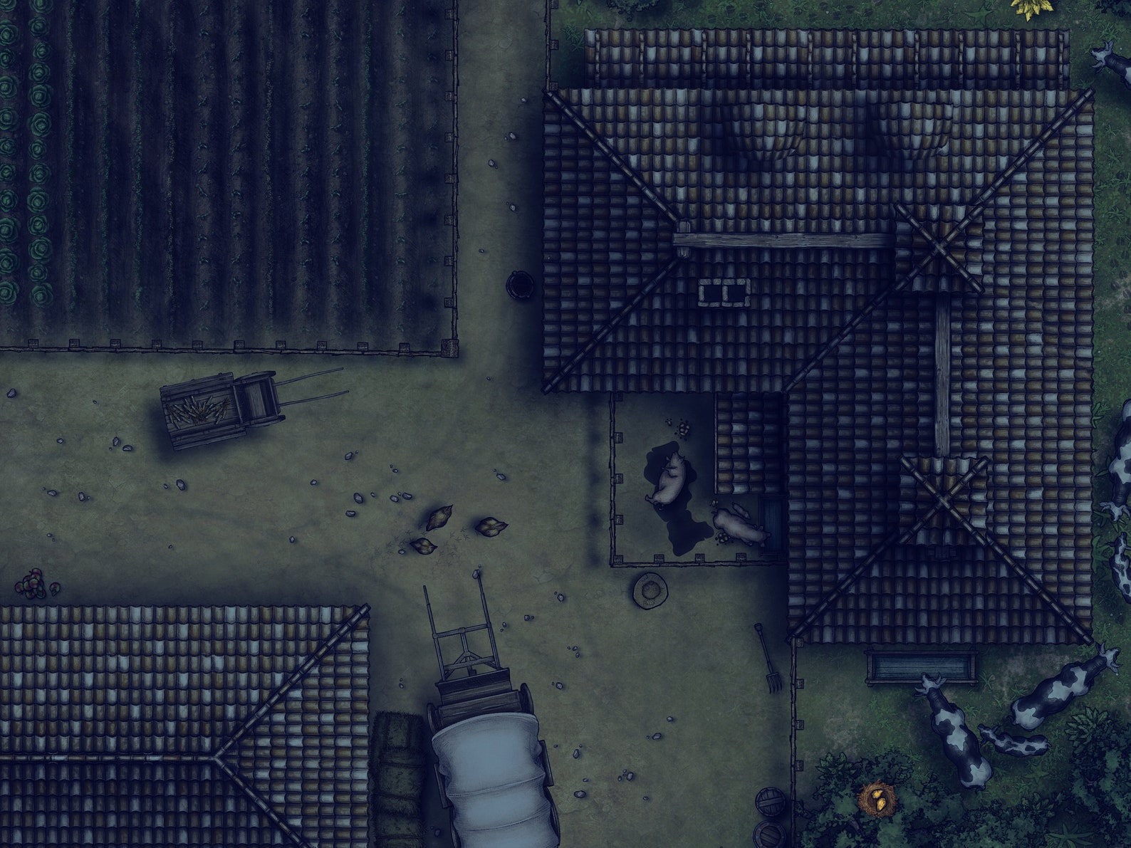 Farm Battle-map, Night and Day, for Home-brewed Campaigns, Dungeons and ...