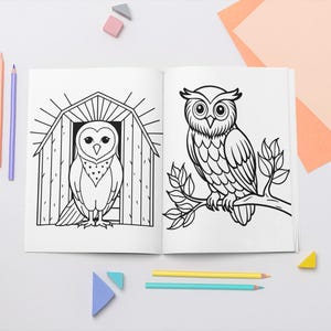 Cute Owl Coloring Book - 20 Printable Coloring Pages. Children's Owl ...