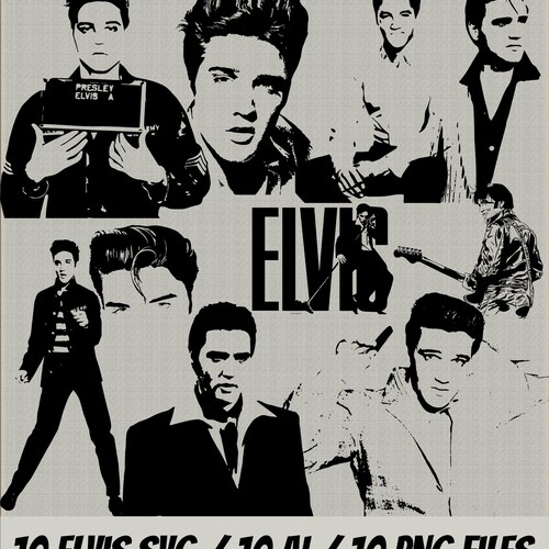 10 Elvis Svg Cut Files 10 Png Files 10 Ai Files Elvis Etsy