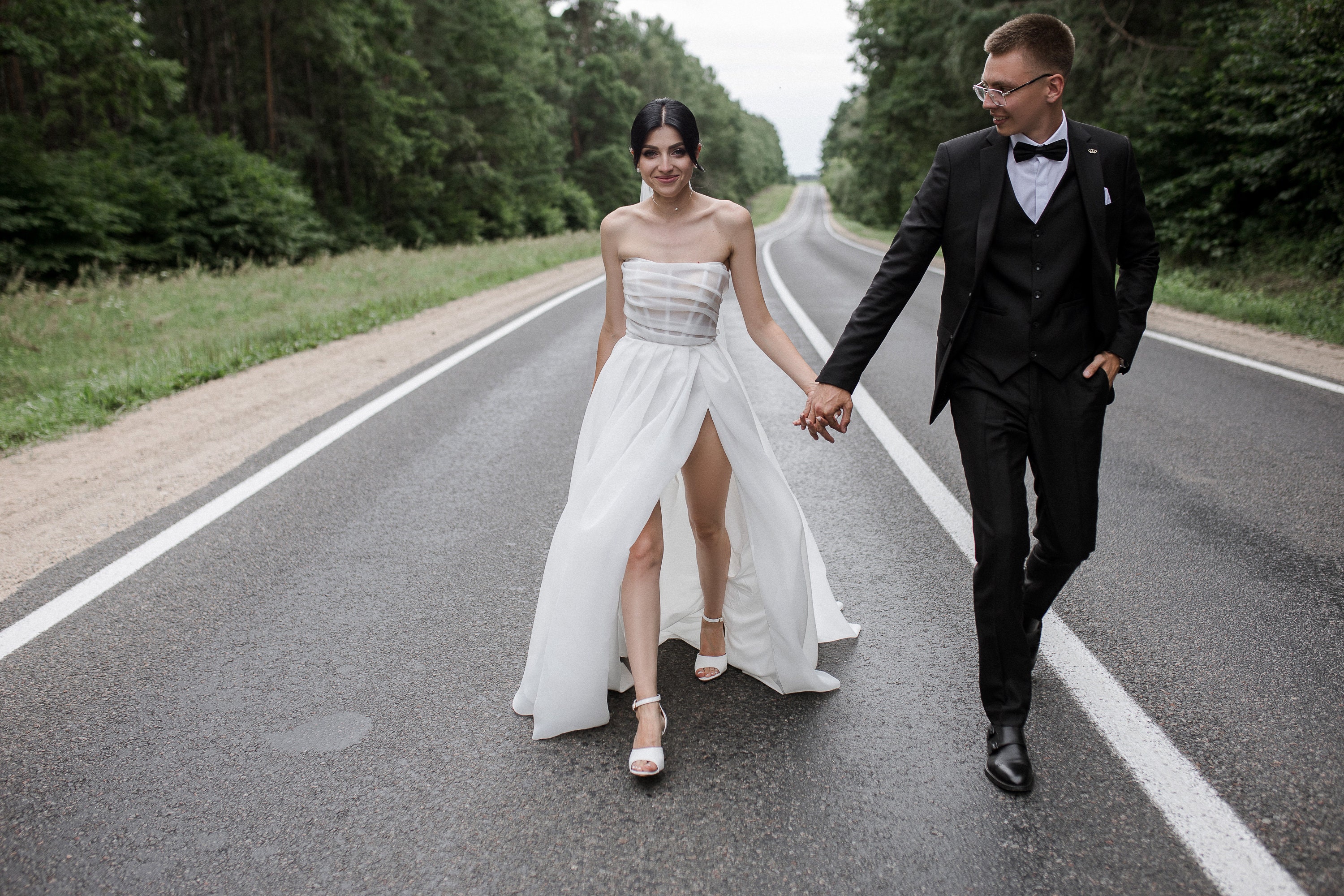 Corset Wedding Dress. Bridal Gown With Leg Slit. Transparent Corset ...