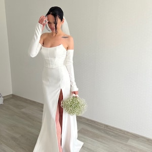 Open Top Wedding Dress. Corset Dress for Wedding. Satin Bridal Dress ...