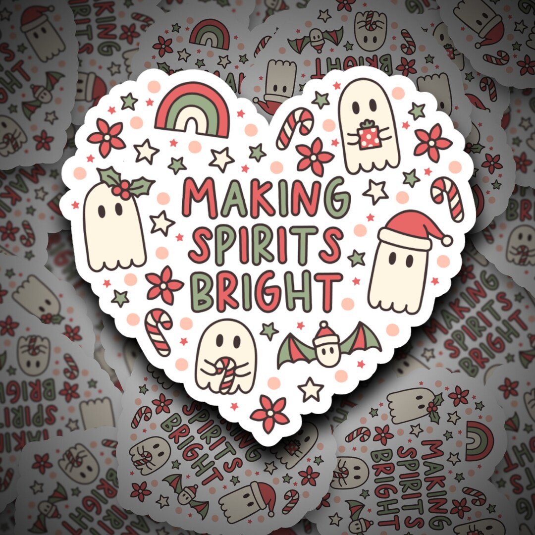 Making Spirits Bright Sticker | Christmas Heart Sticker | Xmas Sticker ...