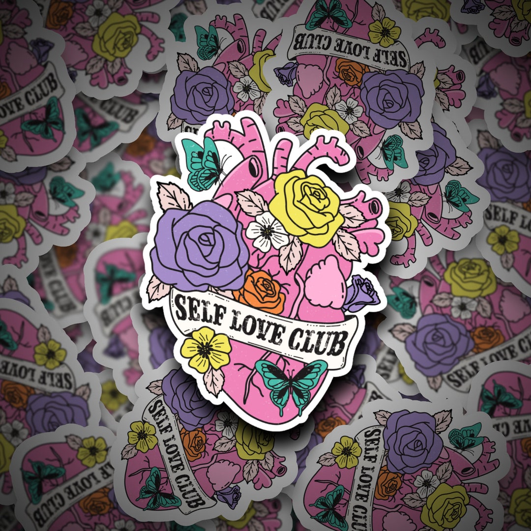 Self Love Club Sticker Heart Sticker Floral Sticker Self Love Sticker ...