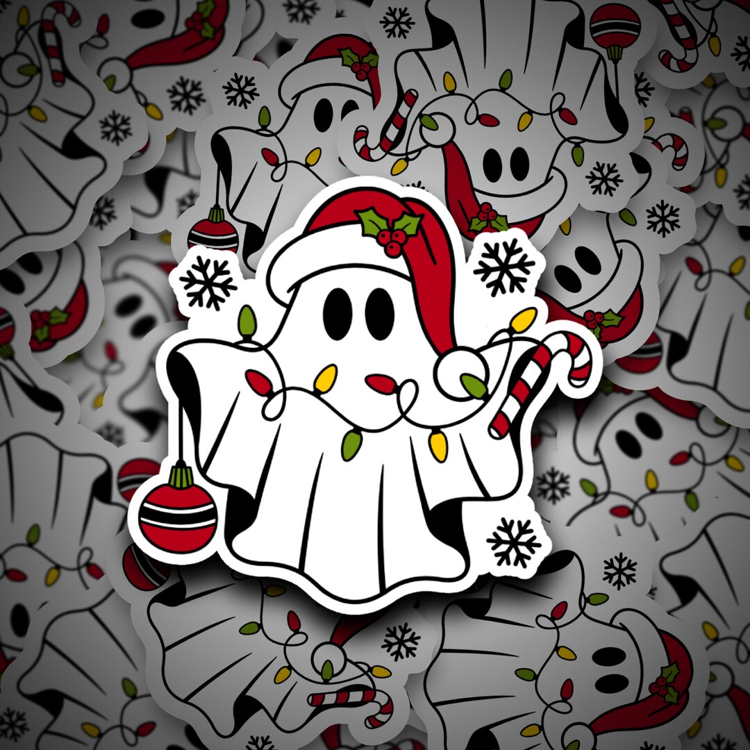 Christmas Ghost Sticker | Christmas Sticker | Xmas Sticker | Spooky ...