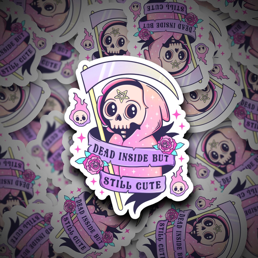 Dead Inside Sticker Halloween Sticker Reaper Sticker Pink Halloween ...