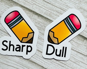 Sharp Pencils Dull Pencils Sticker Set Vinyl - Pencil Cup Labels ...