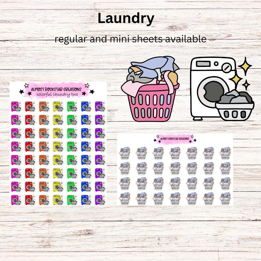 Laundry Icon Stickers, Planner Stickers, Planner Icon Stickers, Doodle ...