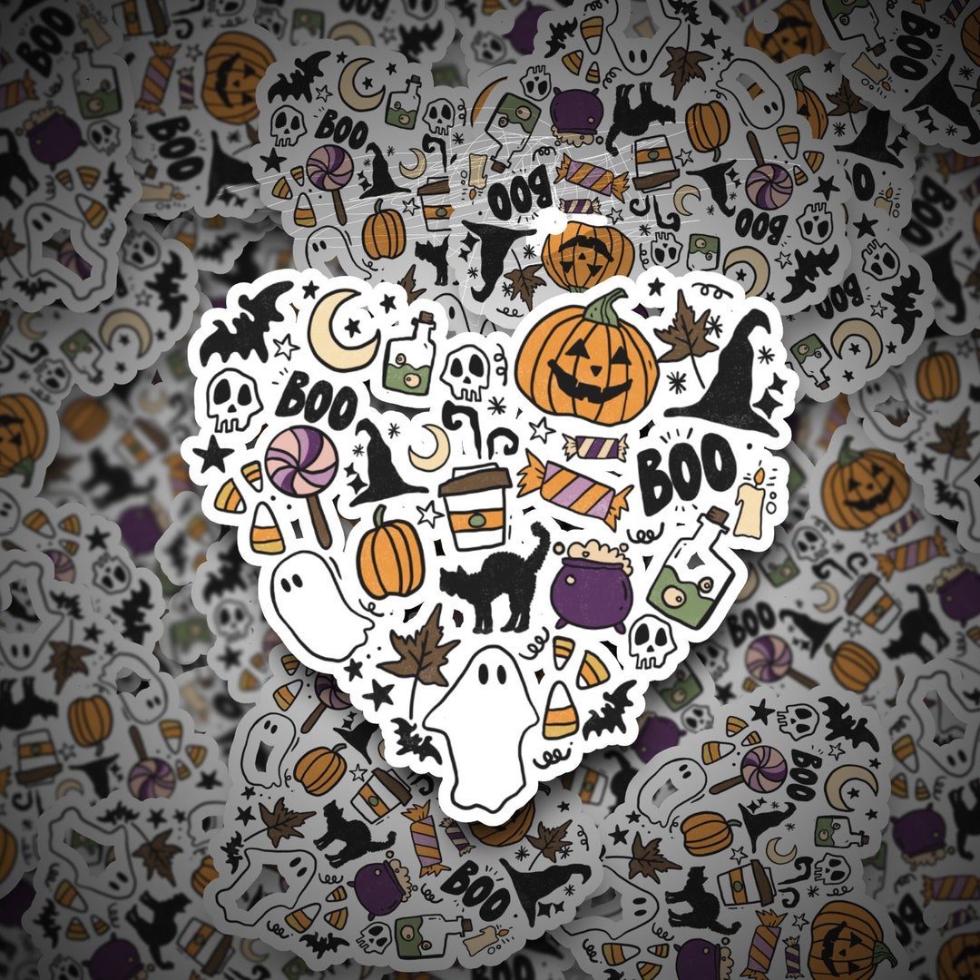 Halloween Heart Sticker | Halloween Sticker | Heart Sticker | Halloween ...
