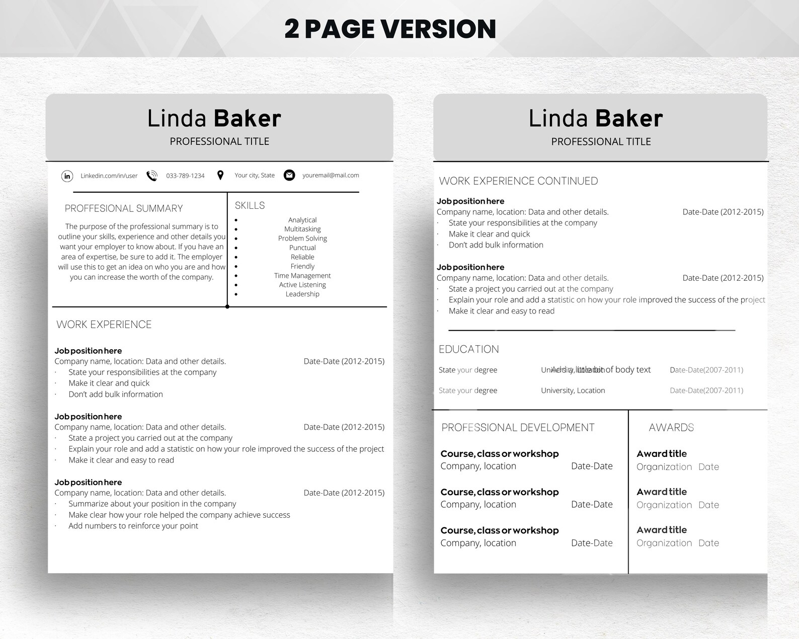 Creative Modern Executive Resume Template, Professional Template for ...