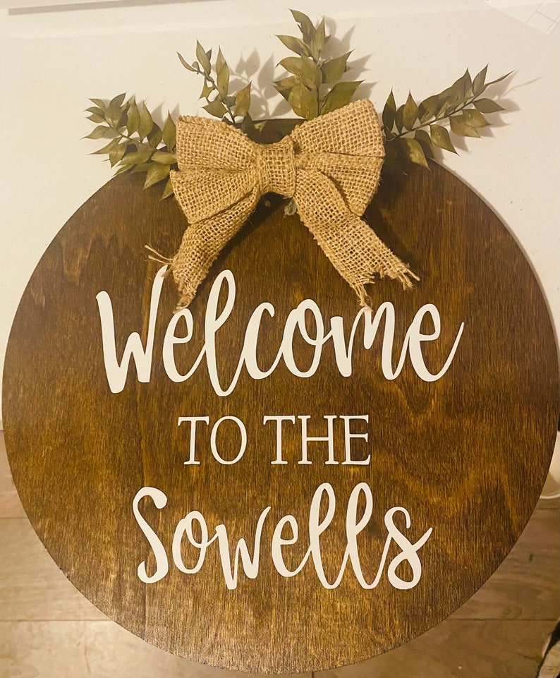 Circle Wooden Door Sign - Custom - Etsy