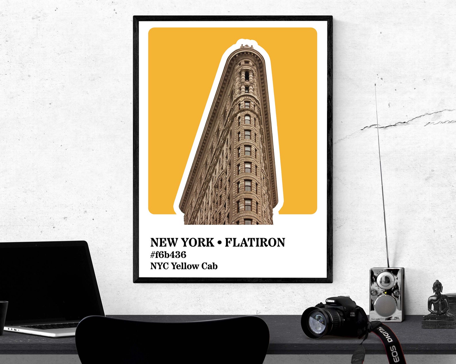 Yellow Background Flatiron Building Print New York City - Etsy