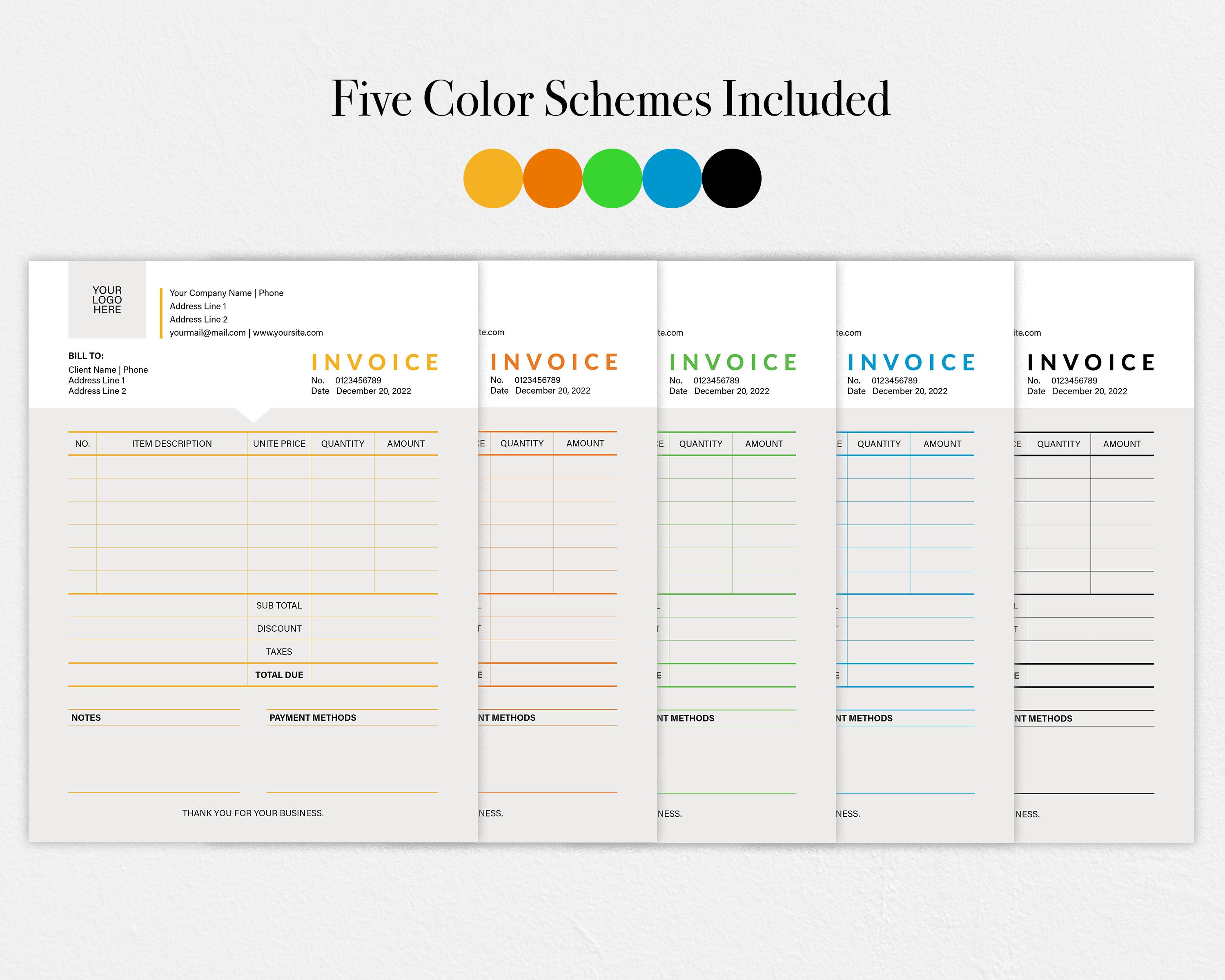 Invoice Template PDF Printable Invoice Fillable Invoice - Etsy