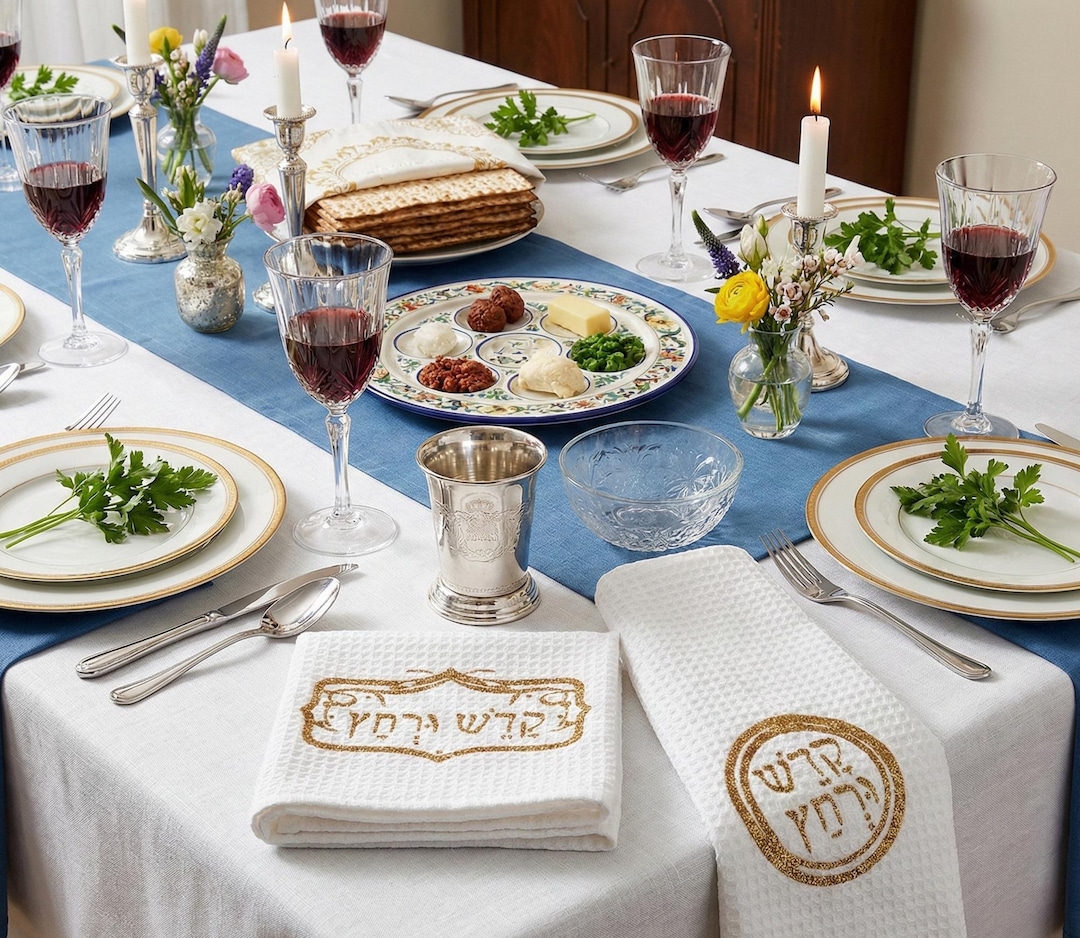 Kadesh Urchatz Passover Hand Towel, Jewish Seder Washing Ritual, Hebrew ...