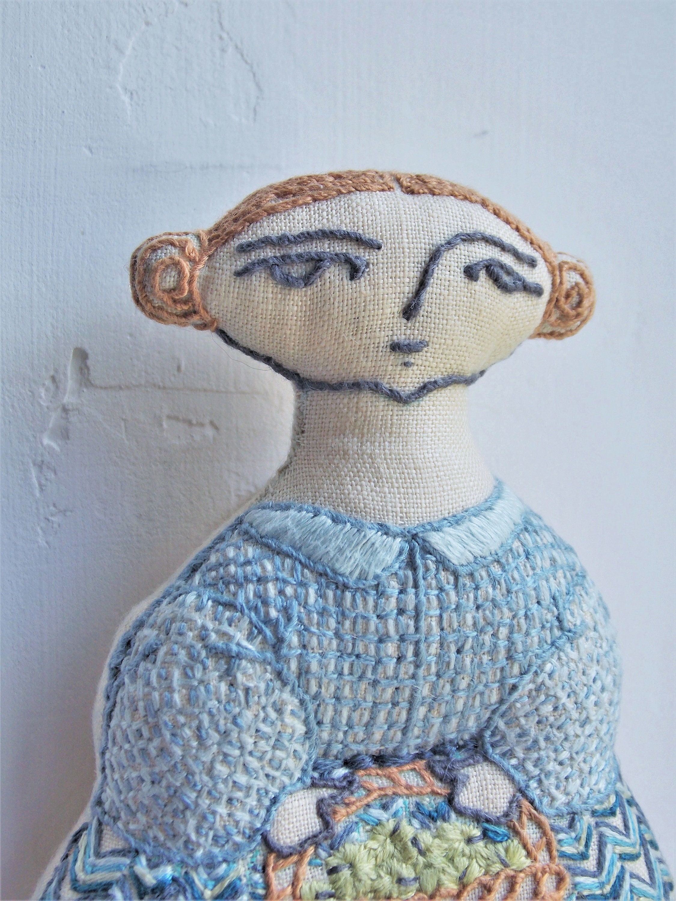 Phoebe: Hand Embroidered Linen Art Doll - Upcycled Vintage Fabric - Etsy