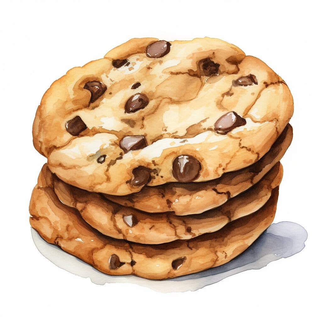 Watercolor Chocolate Chip Cookie Clipart 20 Printable High Quality Jpgs ...