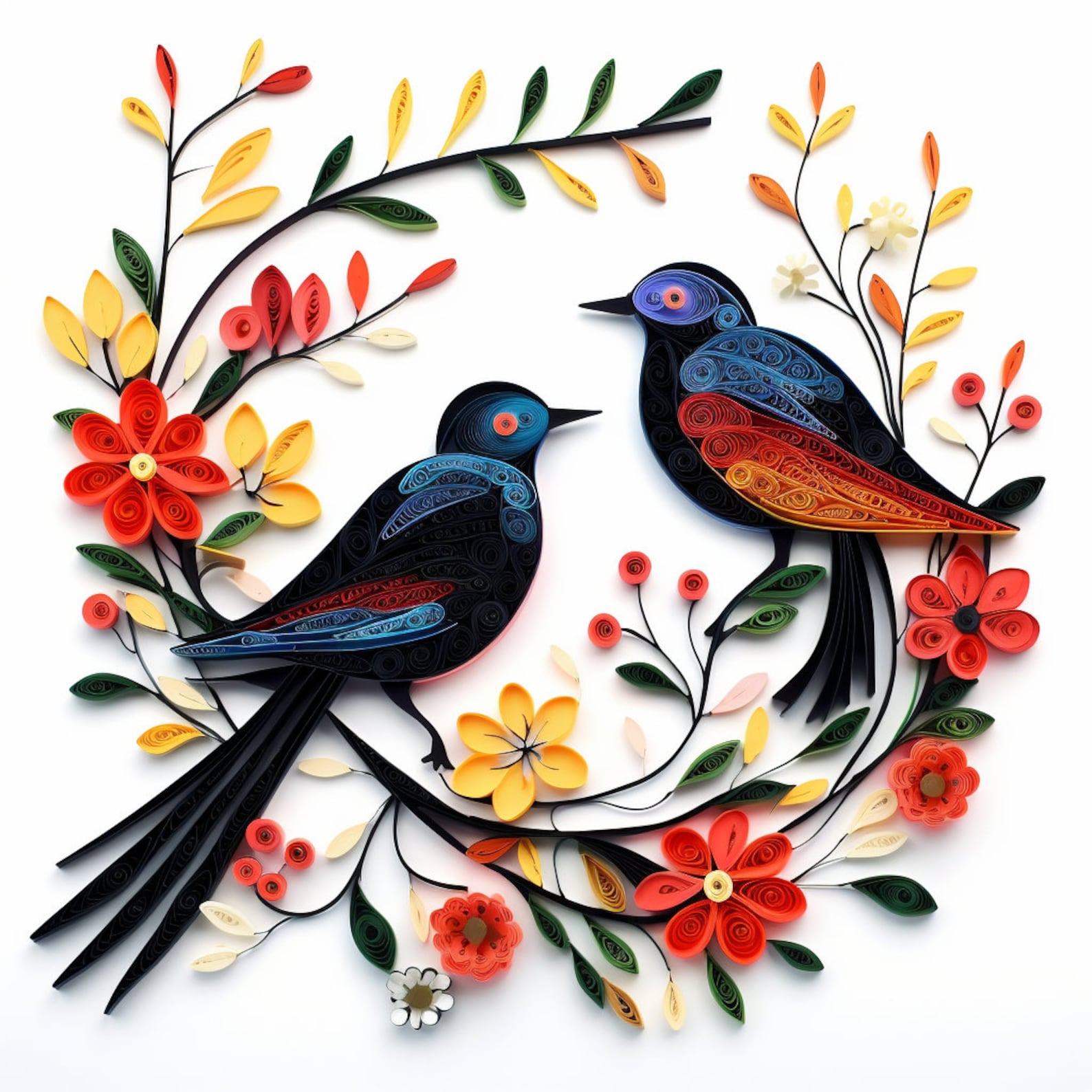 20 Quilling Birds Colorful Clip Art Descargas digitales Diseños de ...