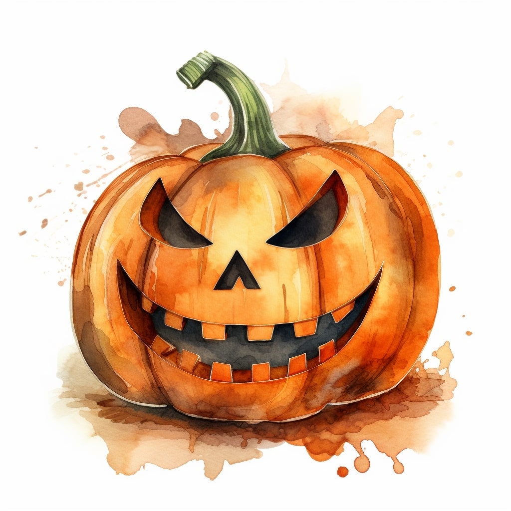 Watercolor Jack O Lantern Cute Scary Clipart 20 Instant Digital ...
