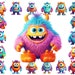 Cute Baby Monster Colorful Clipart 20 High Quality Jpgs Digital ...