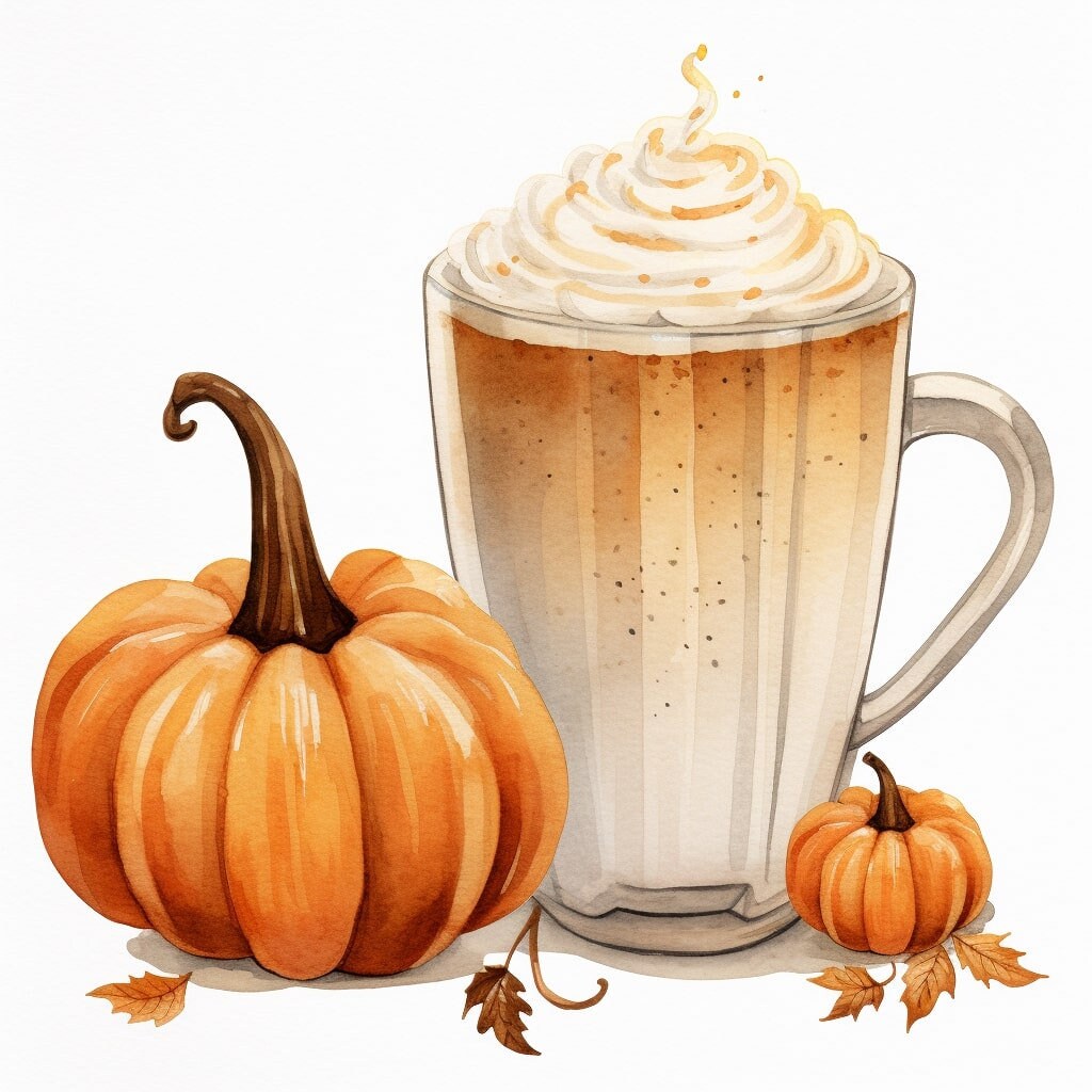 Watercolor Pumpkin Spice Coffee Latte Clipart Art Printable 20 High ...