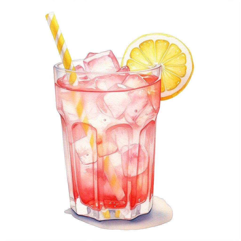 20 Refreshing Pink Lemonade Watercolor Clipart Summertime Feel Digital ...