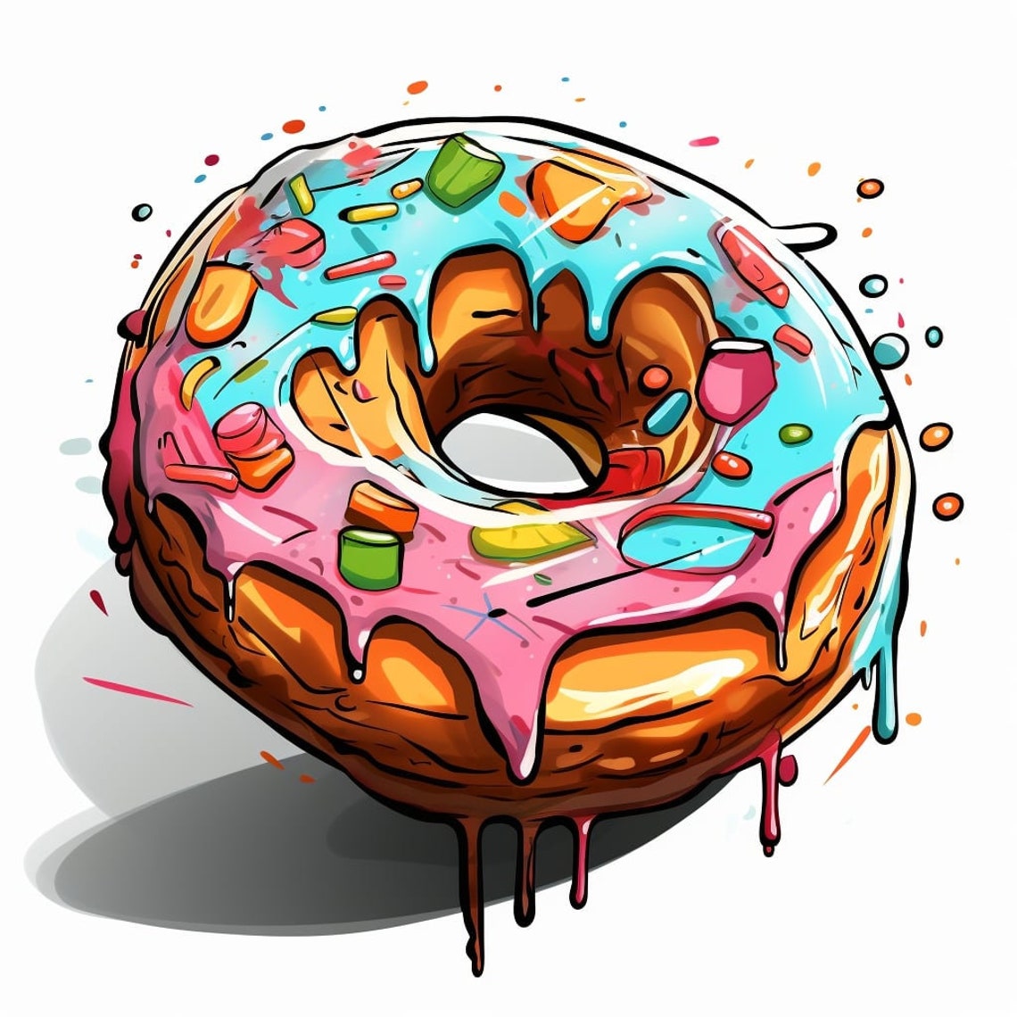 Graffiti Donut Clipart 20 Printable High Quality Jpgs Digital Download ...