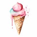 Watercolor Ice Cream Cone Colorful Clipart Art Printable 20 High ...