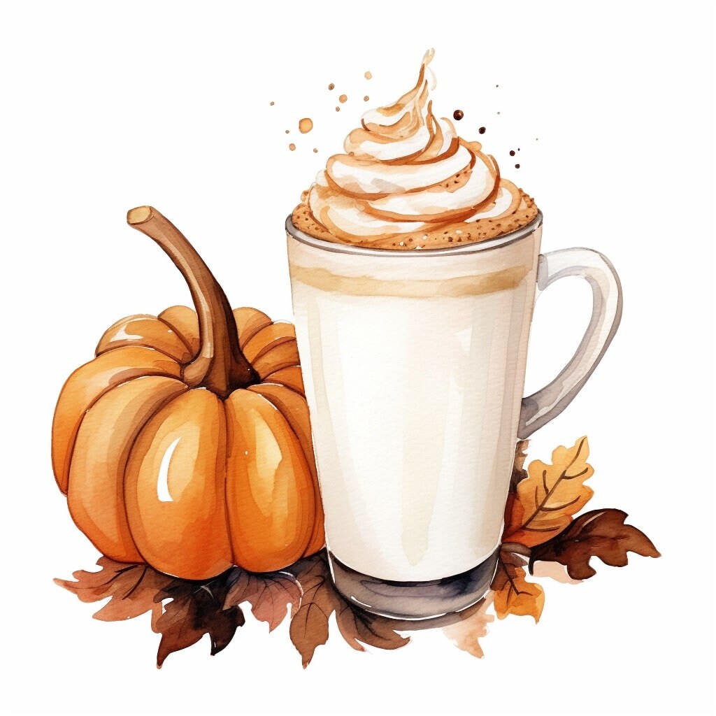 Watercolor Pumpkin Spice Coffee Latte Clipart Art Printable 20 High ...