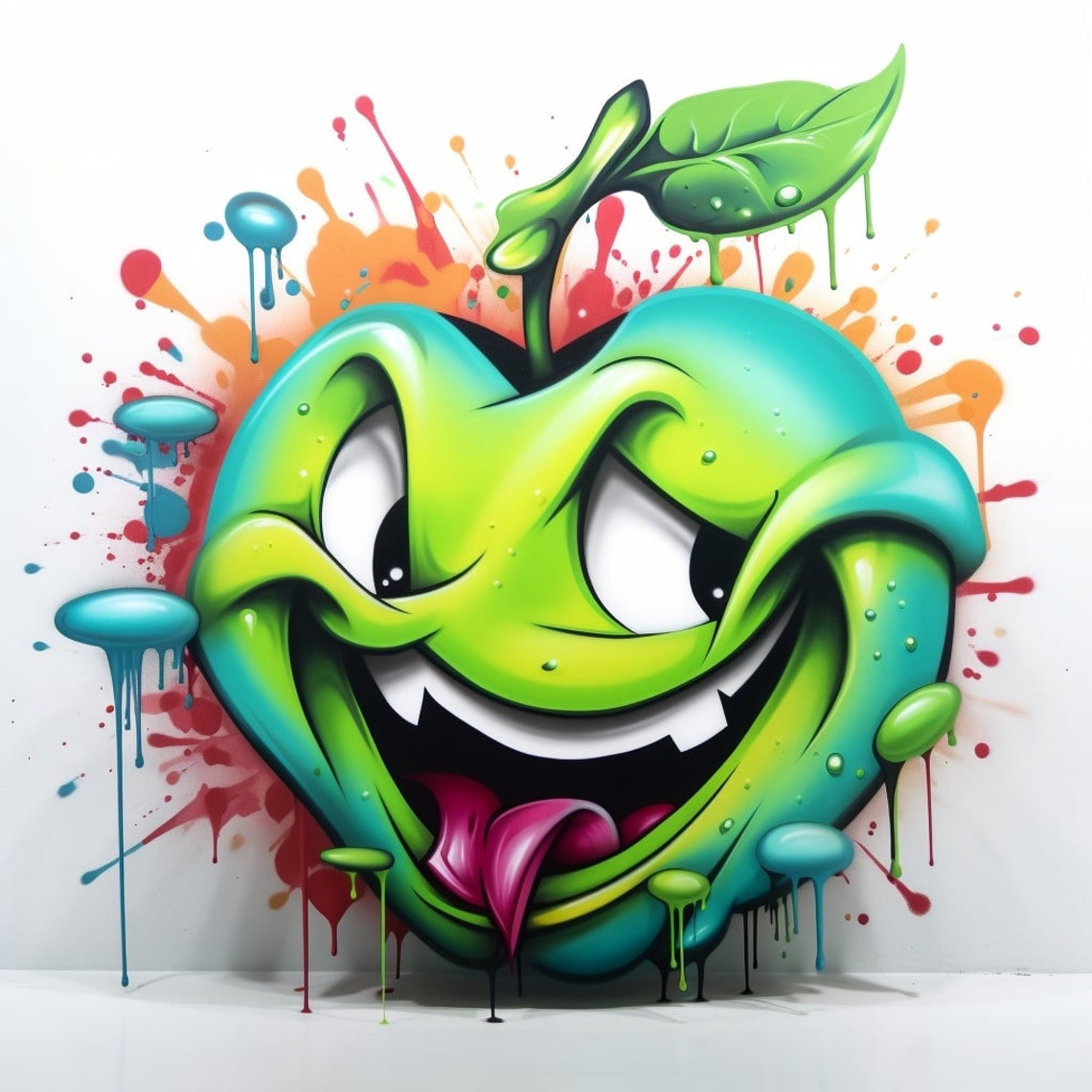 Graffiti Apple Clipart 20 Printable High Quality Jpgs Digital Download ...