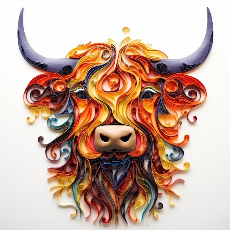 20 Quilling Highland Cow Calf Clip Art Digital Downloads - Etsy