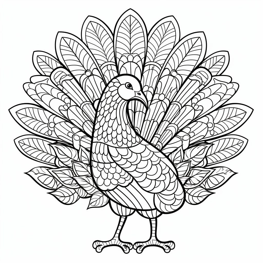 Turkey Thanksgiving Adult Coloring Page 51 Digital Downloads - Etsy