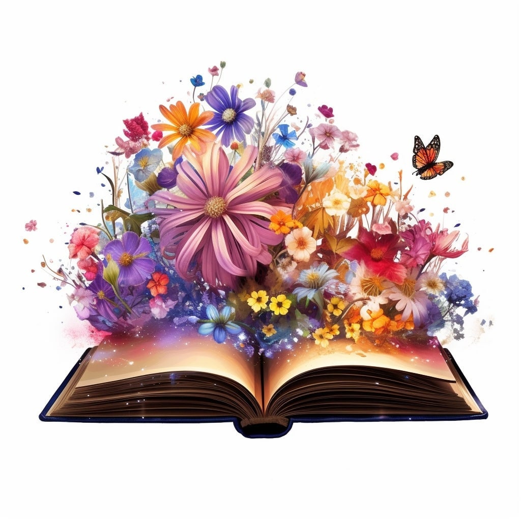 Book Flower Magic Floral Mystical Clipart 20 High Quality Jpgs Digital ...