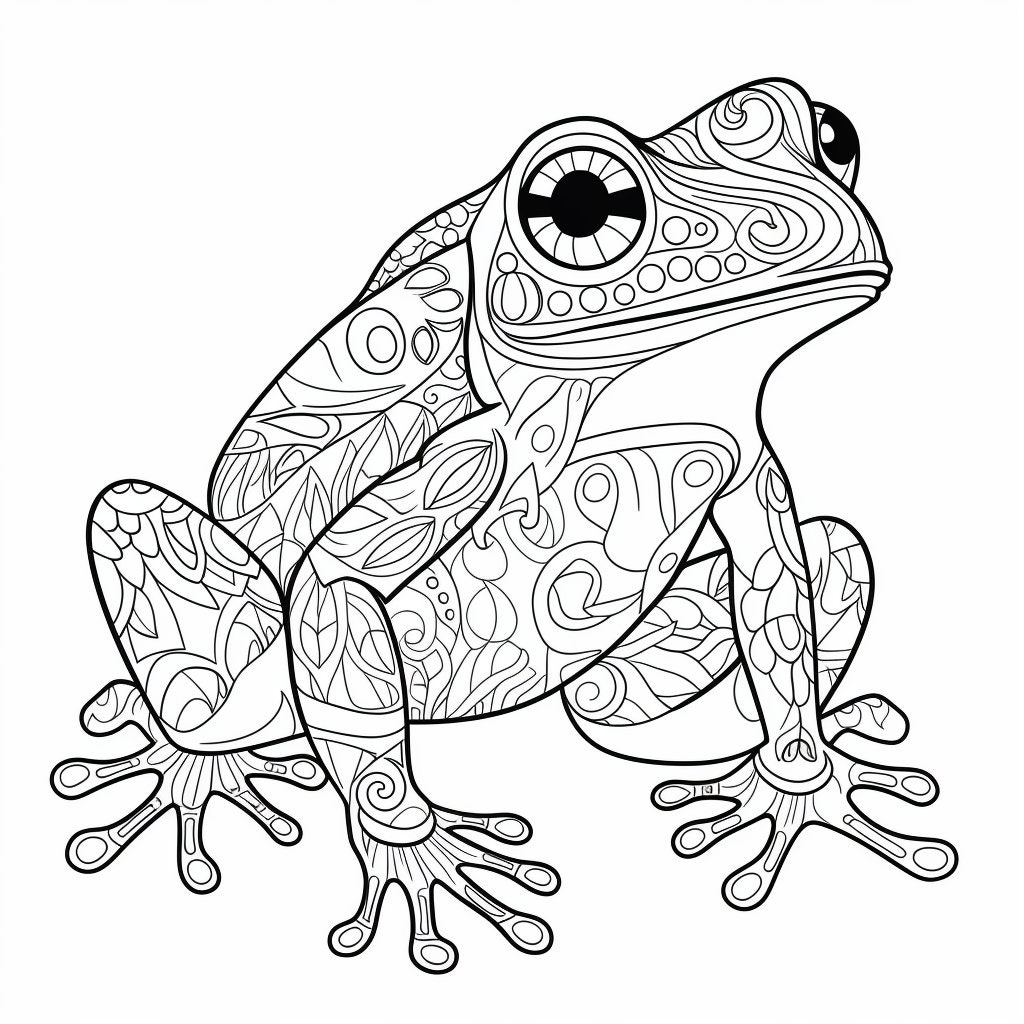 Frog Floral Adult Coloring Pages 50 Digital Download - Etsy