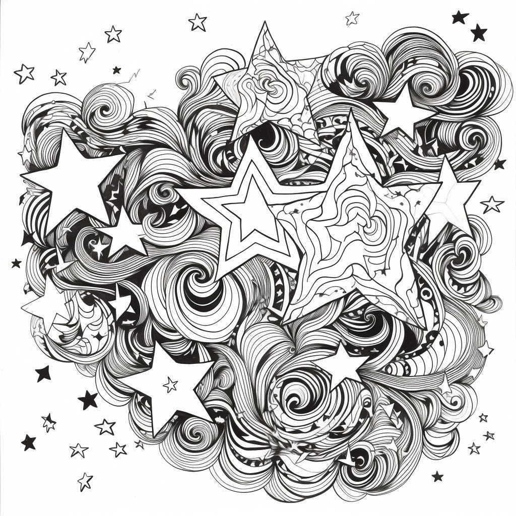 Stars Sky Abstract Stary Grayscale Adult Coloring Page Printable 50 ...