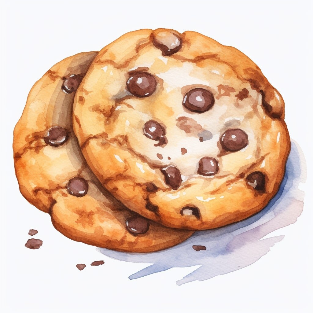 Watercolor Chocolate Chip Cookie Clipart 20 Printable High Quality Jpgs ...