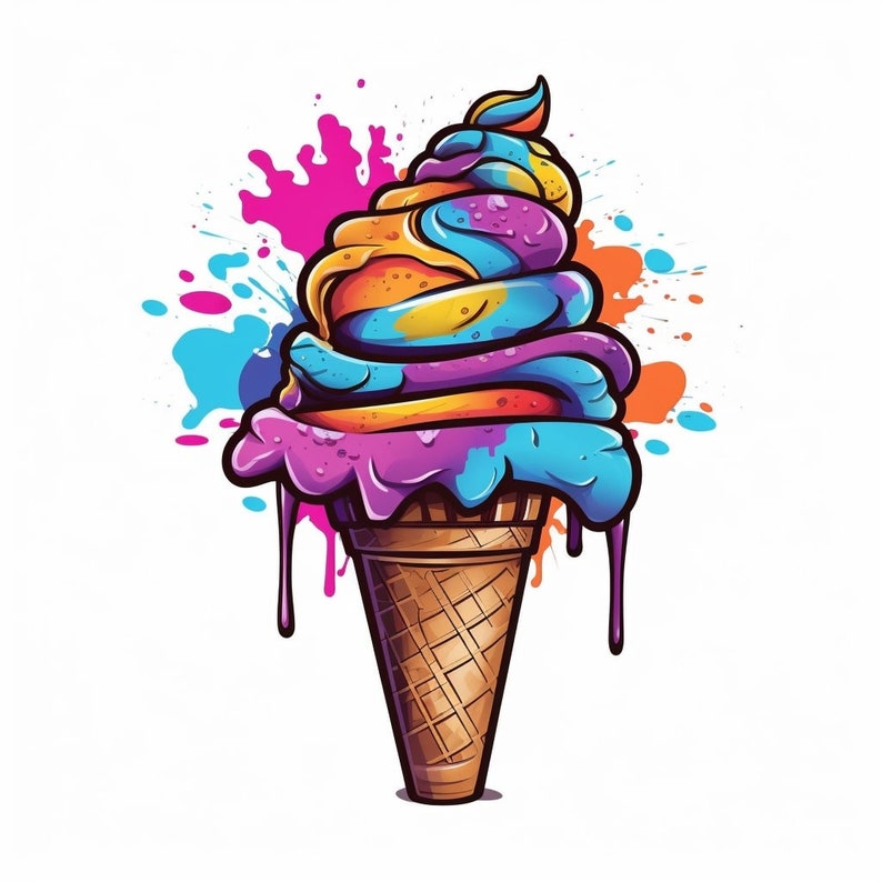Graffiti Ice Cream Cone Colorful Clipart Art Printable 20 High Quality ...